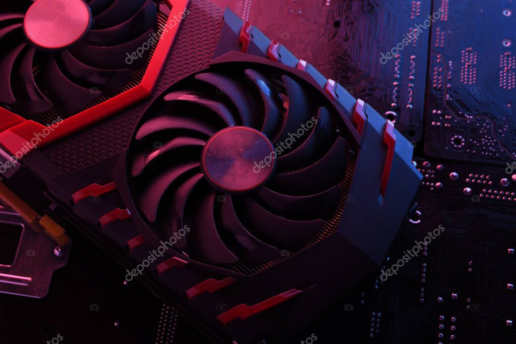 Tarjeta gráfica del juego de ordenador, tarjeta de video con dos ...