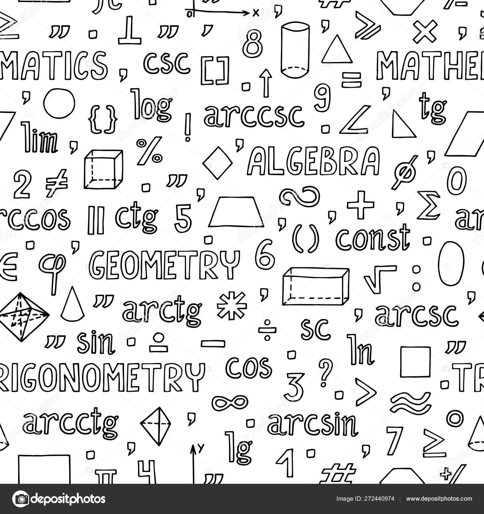 School Hand Drawn Mathematical Signs Symbols Seamless Pattern Vector ... School Hand Drawn Mathematical Signs Symbols Seamless Pattern Vector ...