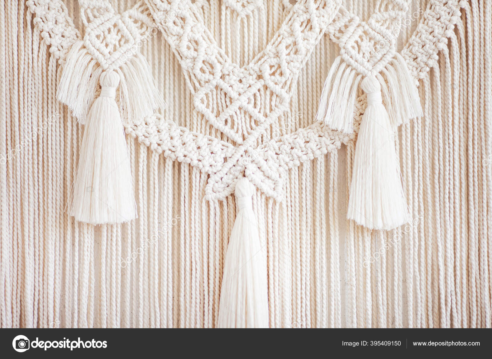 Close Hand Made Macrame Texture Pattern Eco Friendly Modern Knitting ...