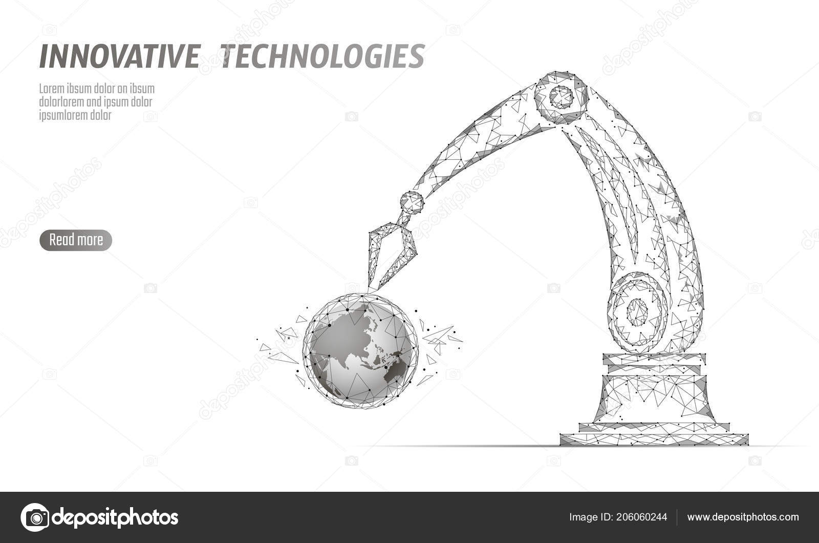Robot arm low poly manipulator. Earth ecology construct assembly ...