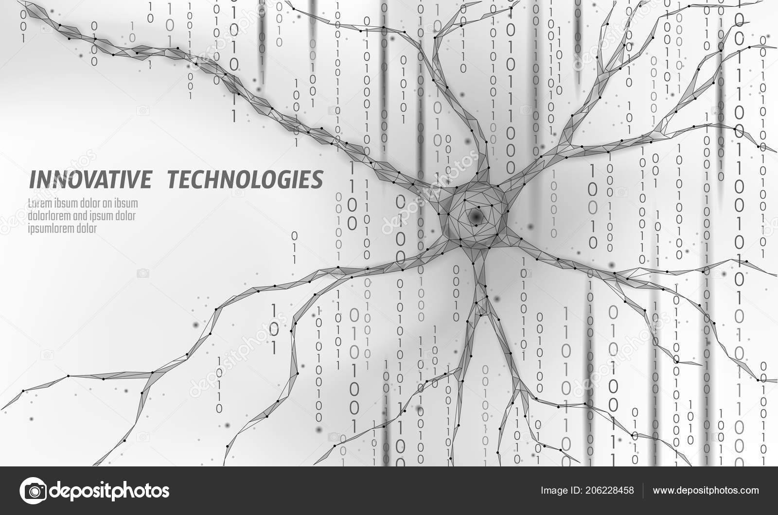 Human neuron low poly anatomy concept. Artificial neural network technology science medicine ...