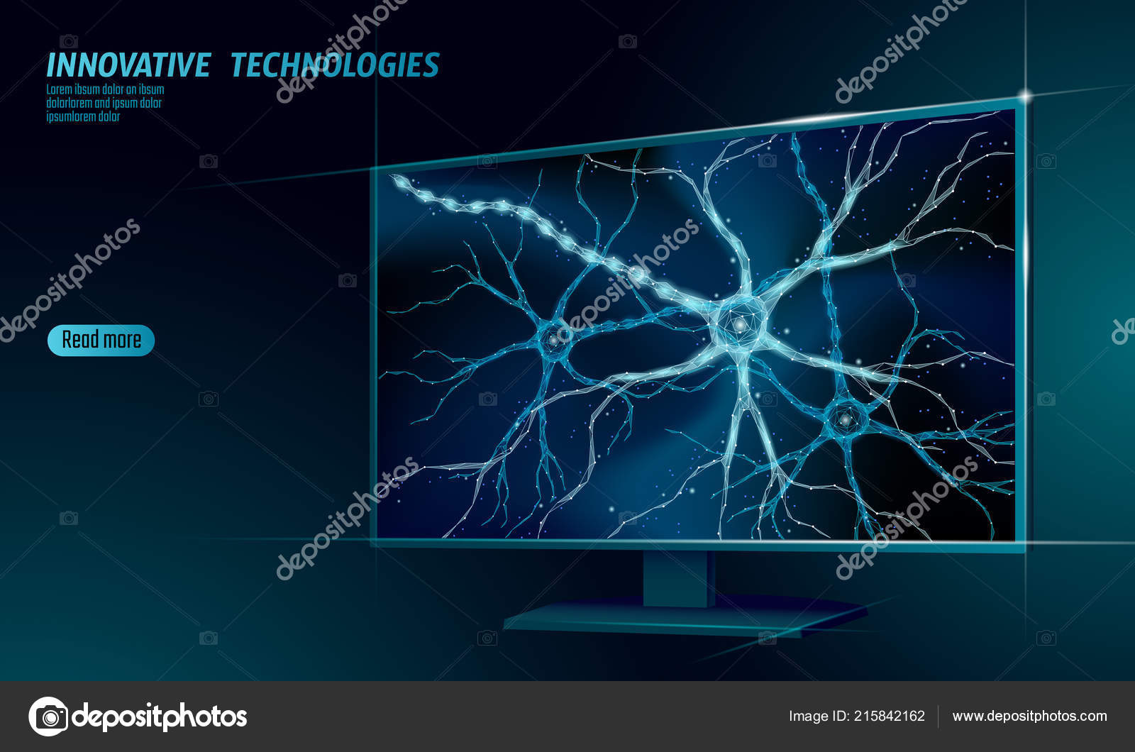 Human neuron low poly anatomy concept. Artificial neural network ...