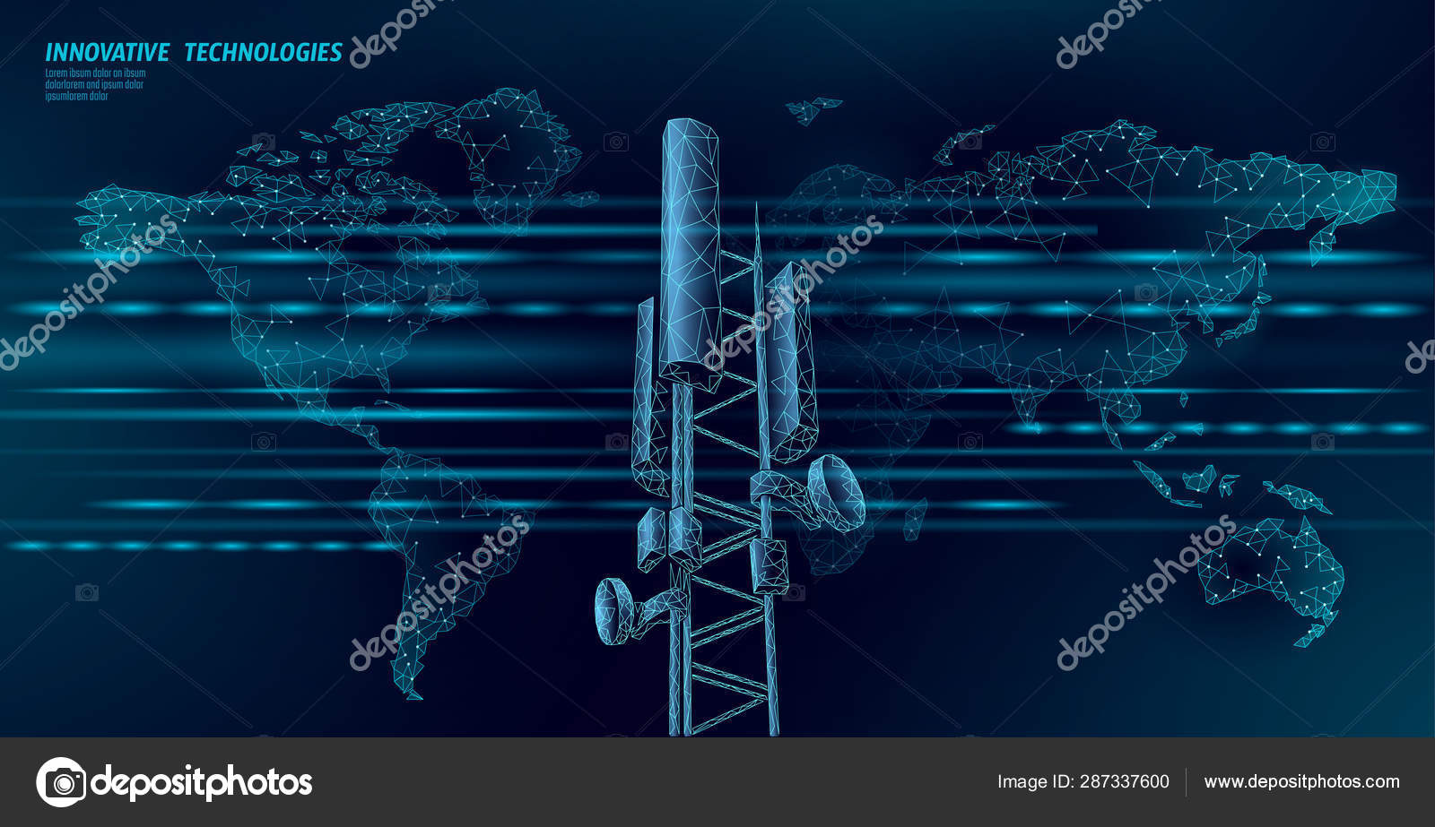 3d base station receiver. telecommunication tower 4g polygonal design ...