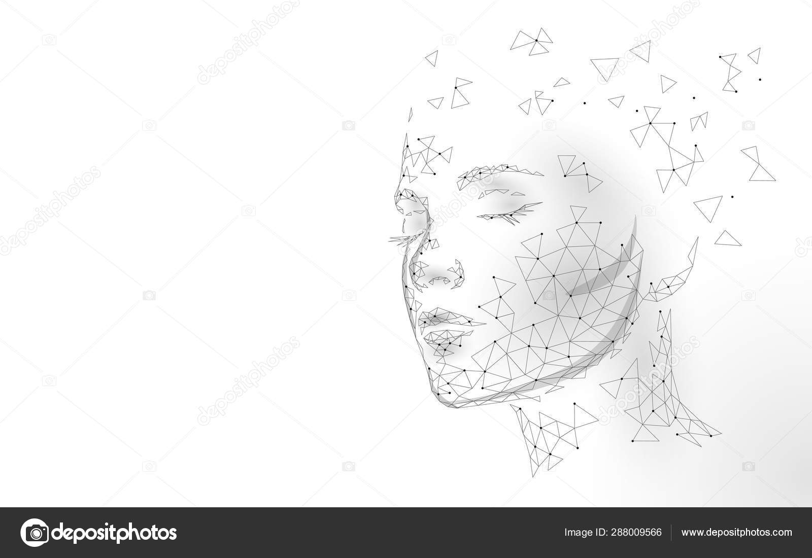 Low poly female human face laser skin treatment. Rejuvenation procedure ...