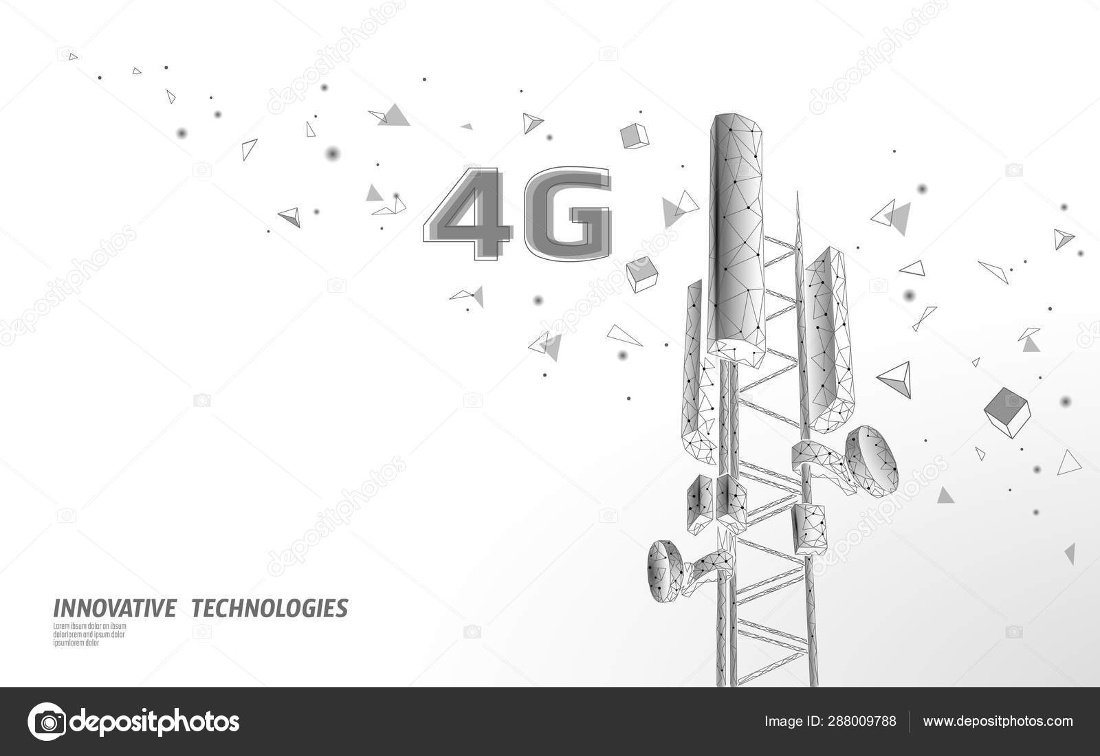 3d base station receiver. telecommunication tower 4g polygonal design ...