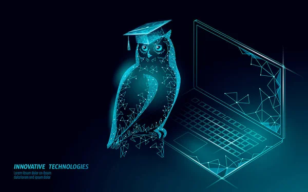 E-learning distance graduate certificate program concept. Low poly 3D ...