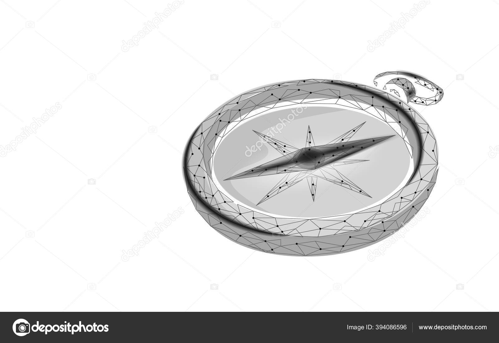 3D low poly compass. Business strategy problem solution concept ...