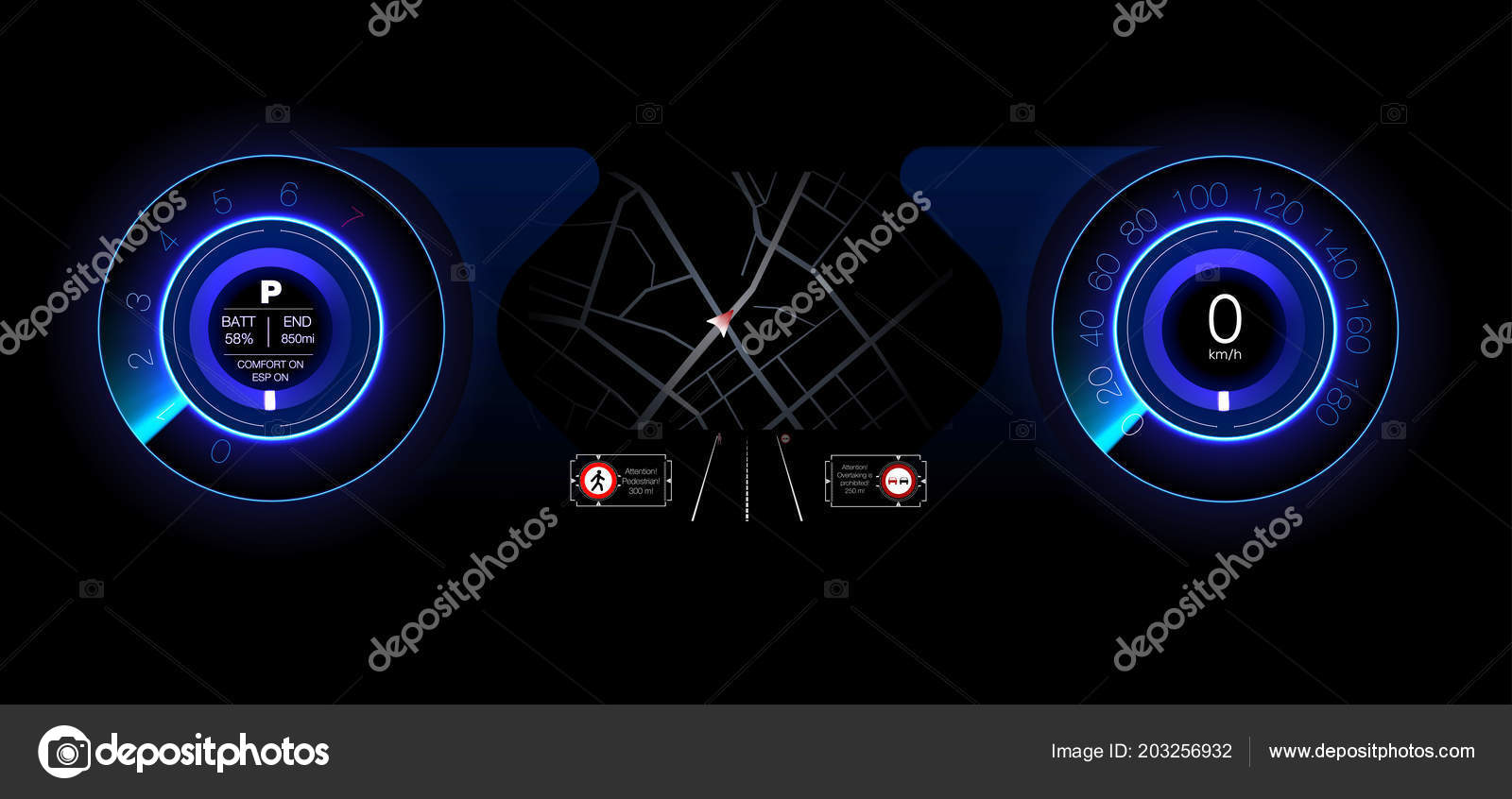 Panel Control Automotriz Del Futuro Coche Híbrido Diagnóstico ...