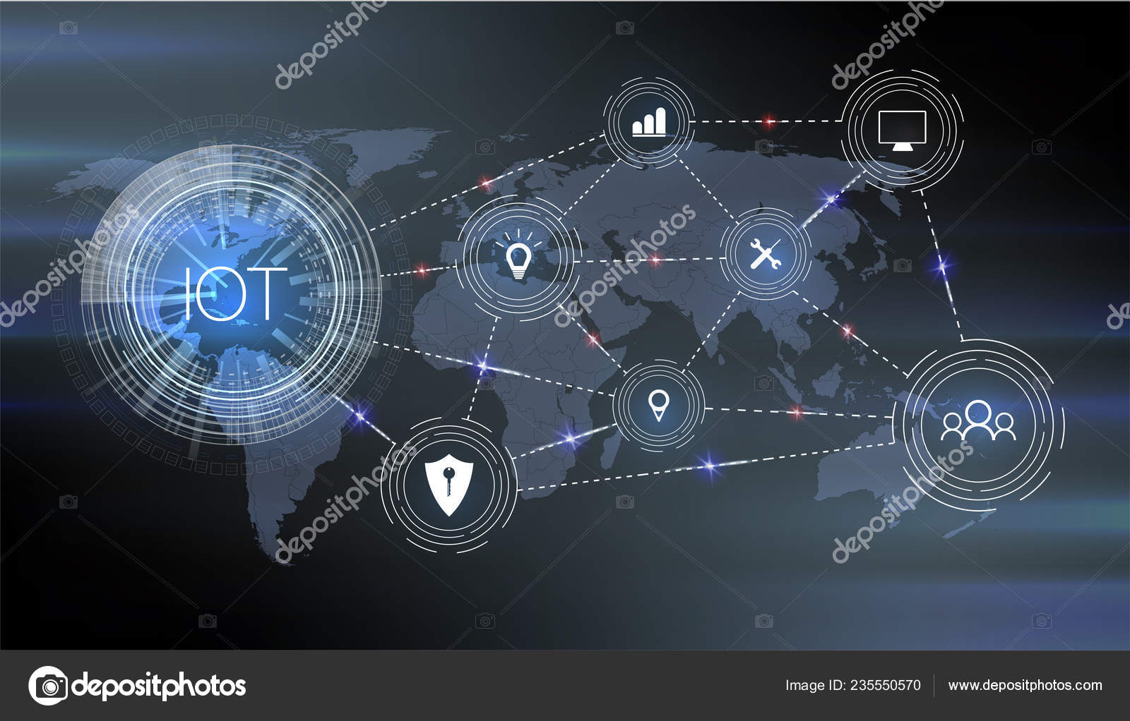 Internet Things Iot Networking Concept Connected Devices Spider Web ...