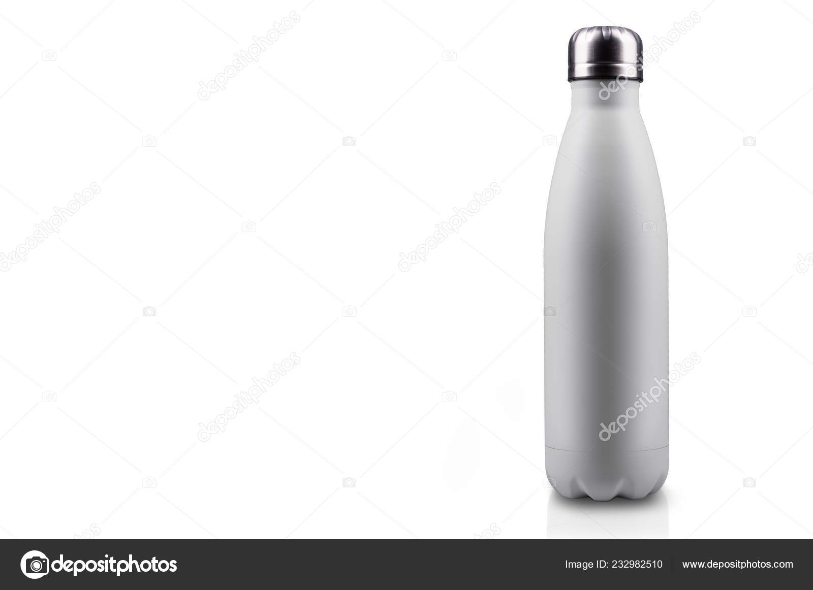 White Empty Stainless Thermo Water Bottle Close Isolated White Background — Stock Photo ...