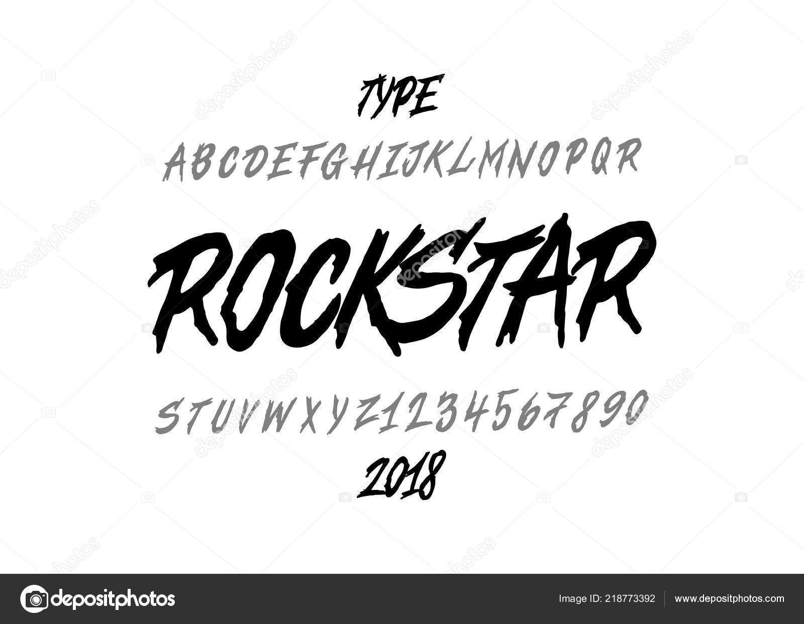 Vector: rockstar font | Rockstar font. Brush type face. Vector ...