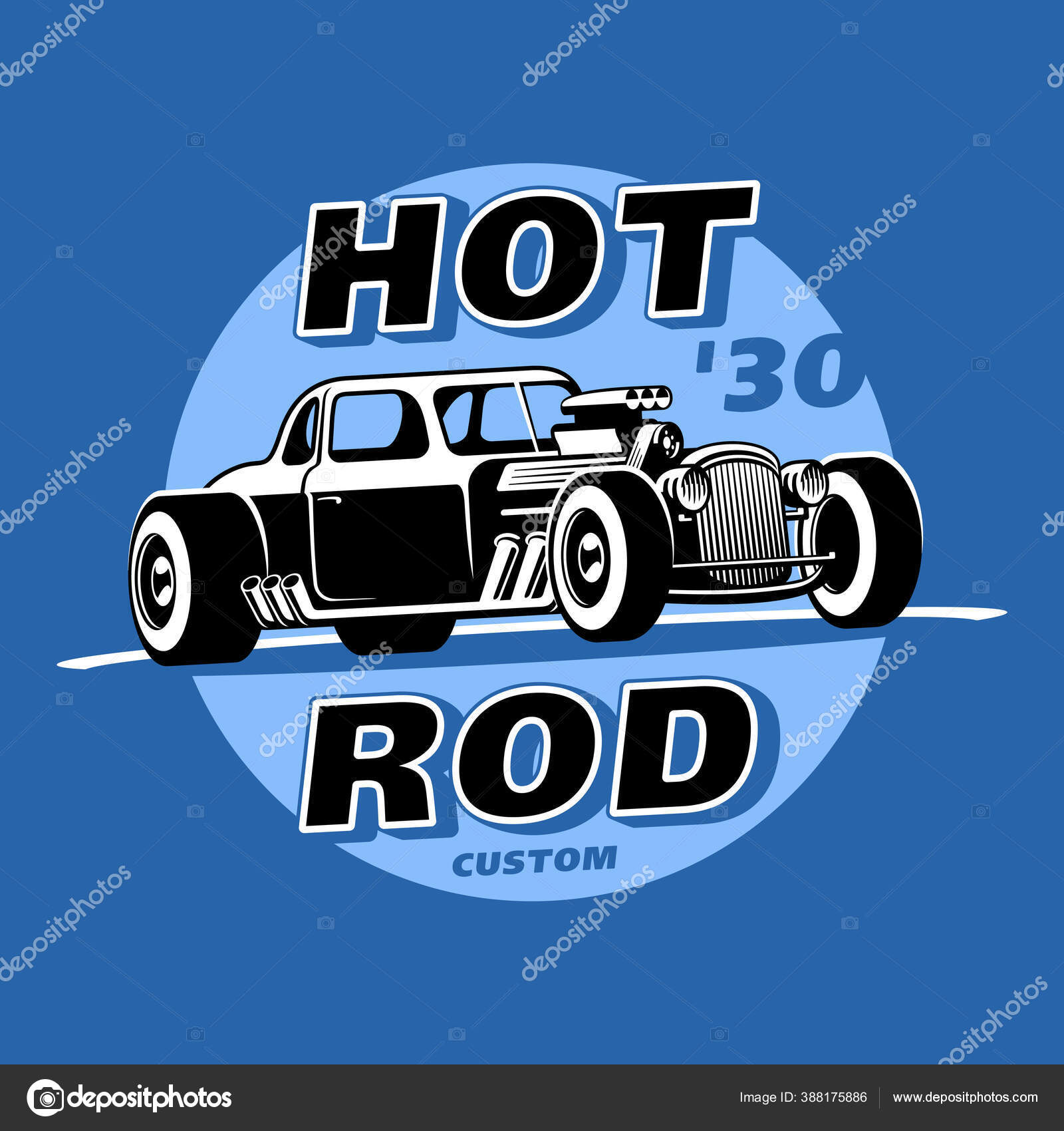 Retro Hot Rod Custom emblem logo vector illustration Stock Vector Image ...