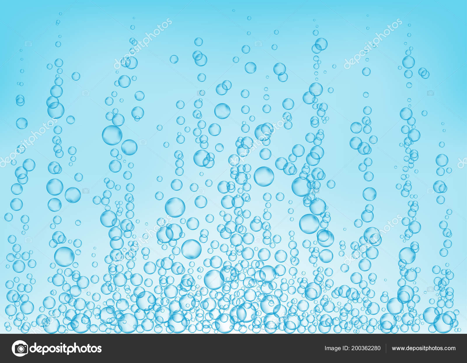 Burbujas Submarinas Aire Agua Oxígeno Sobre Fondo Azul Fizzy Brilla ...