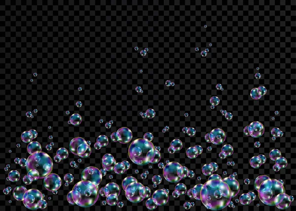 Colorful soap bubbles with rainbow reflection. Stock Vector by ...