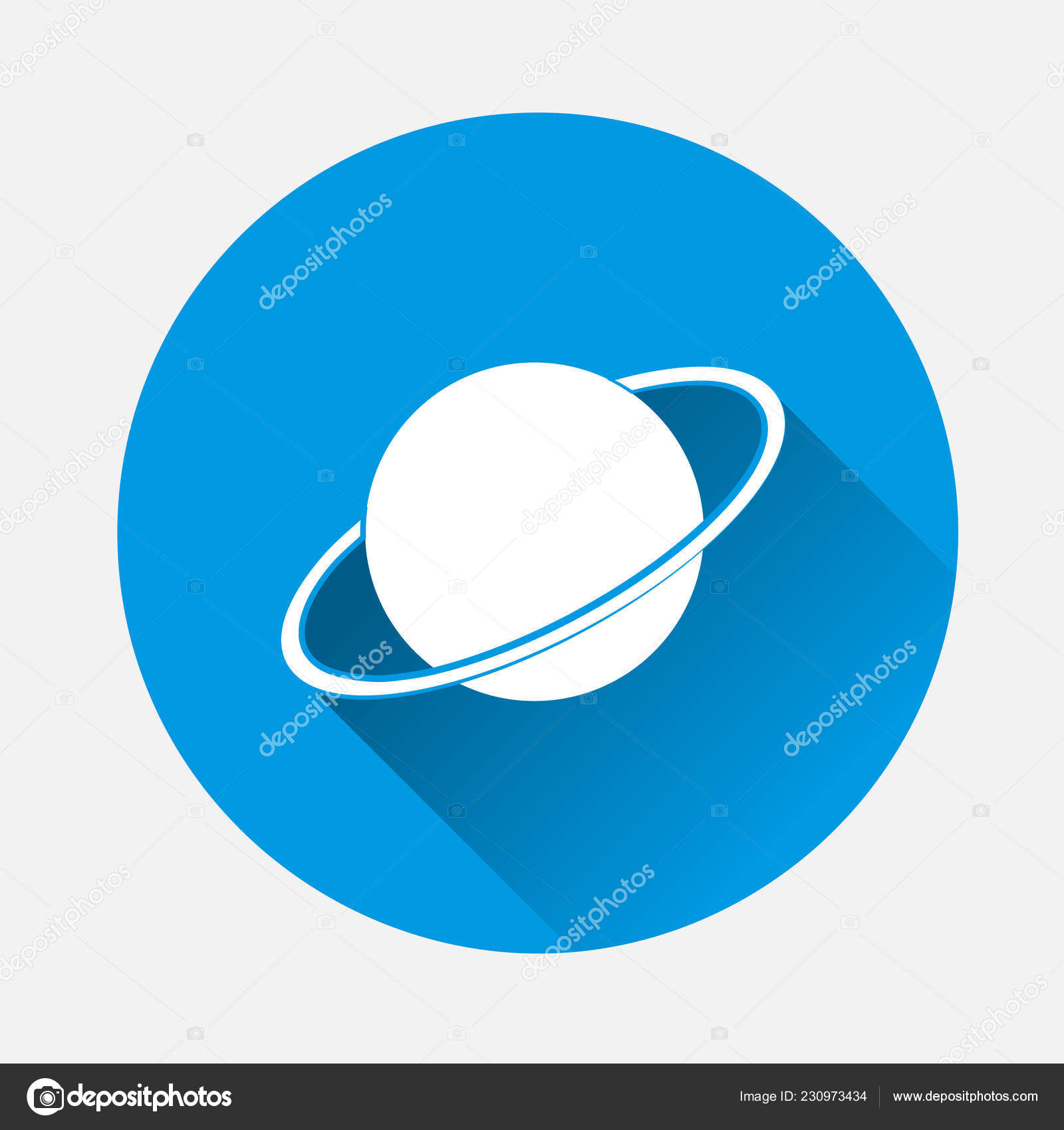 Vector Image Space Planet Saturn Icon Blue Background Flat Image ...
