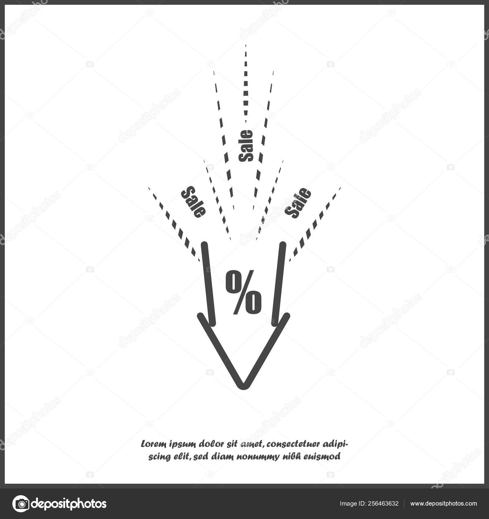 Vector icon of falling prices. Discounts. Sale in the store. The Stock ...