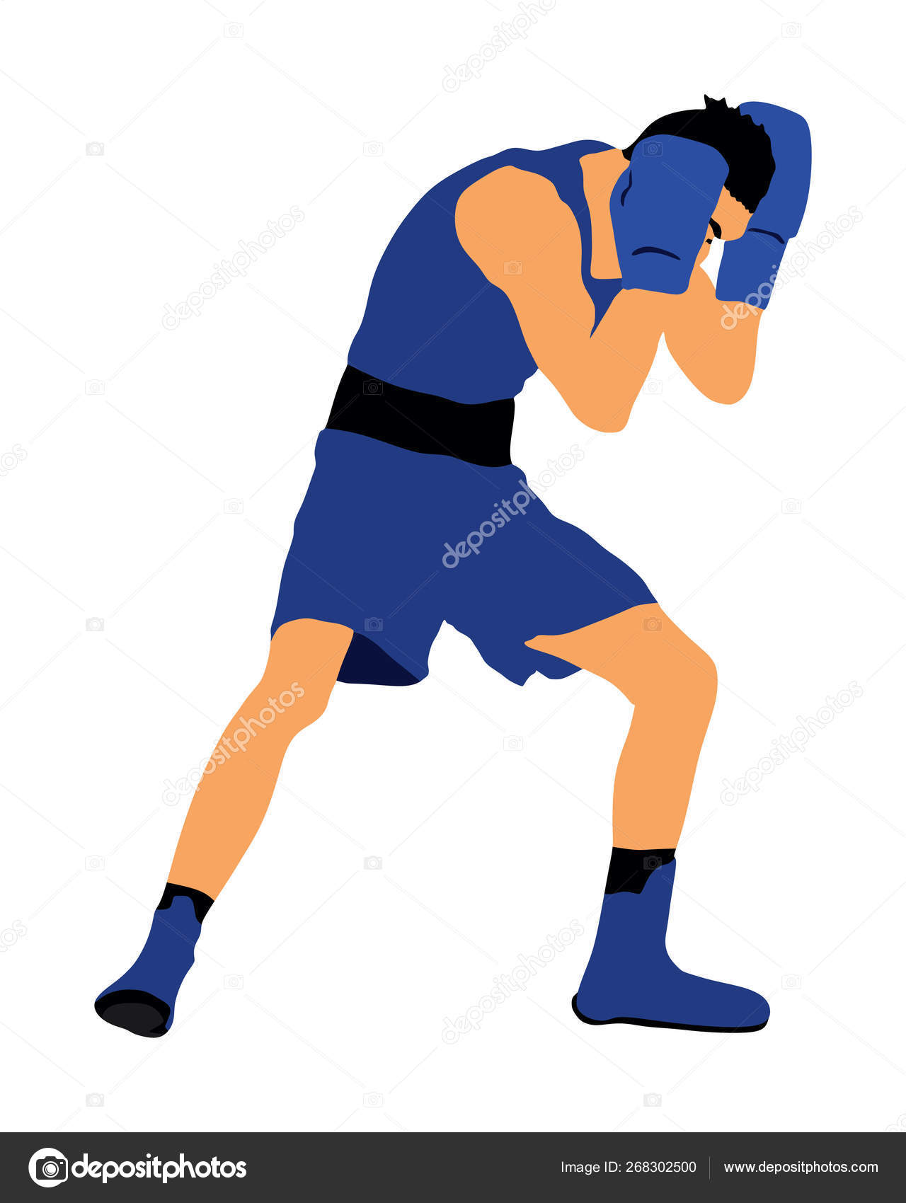 Boxer Ring Vector Illustration Isolated White Background Strong Fighter ...