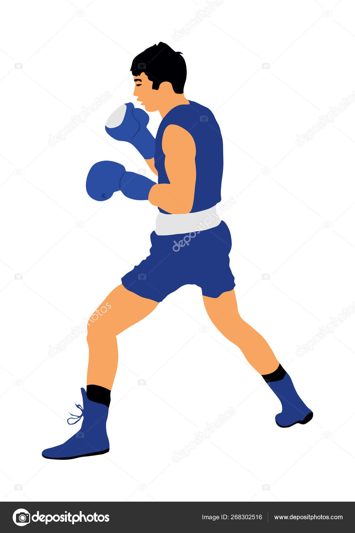 Boxer Ring Vector Illustration Isolated White Background Strong Fighter ...