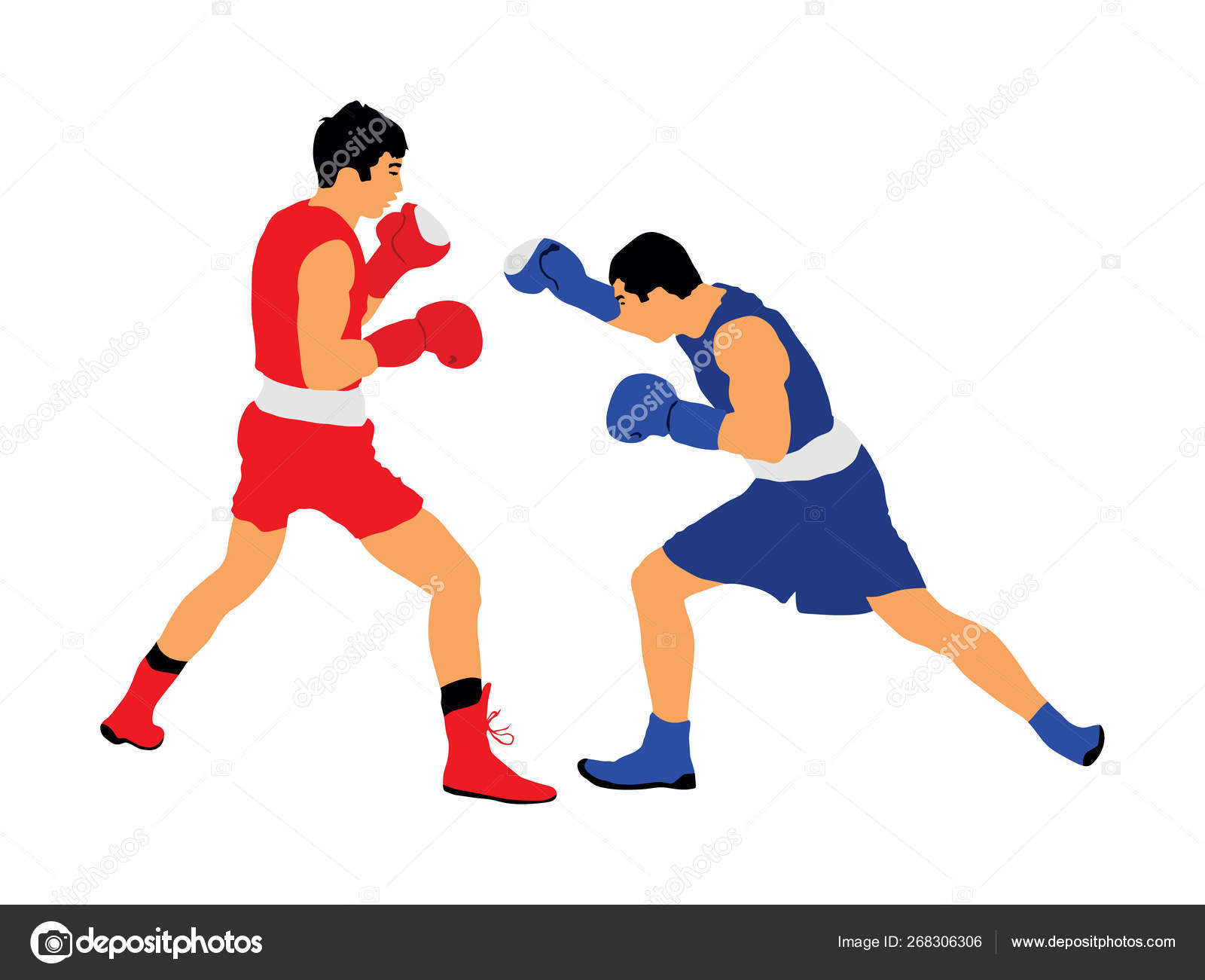 Two Boxers Ring Vector Silhouette Illustration Isolated White ...