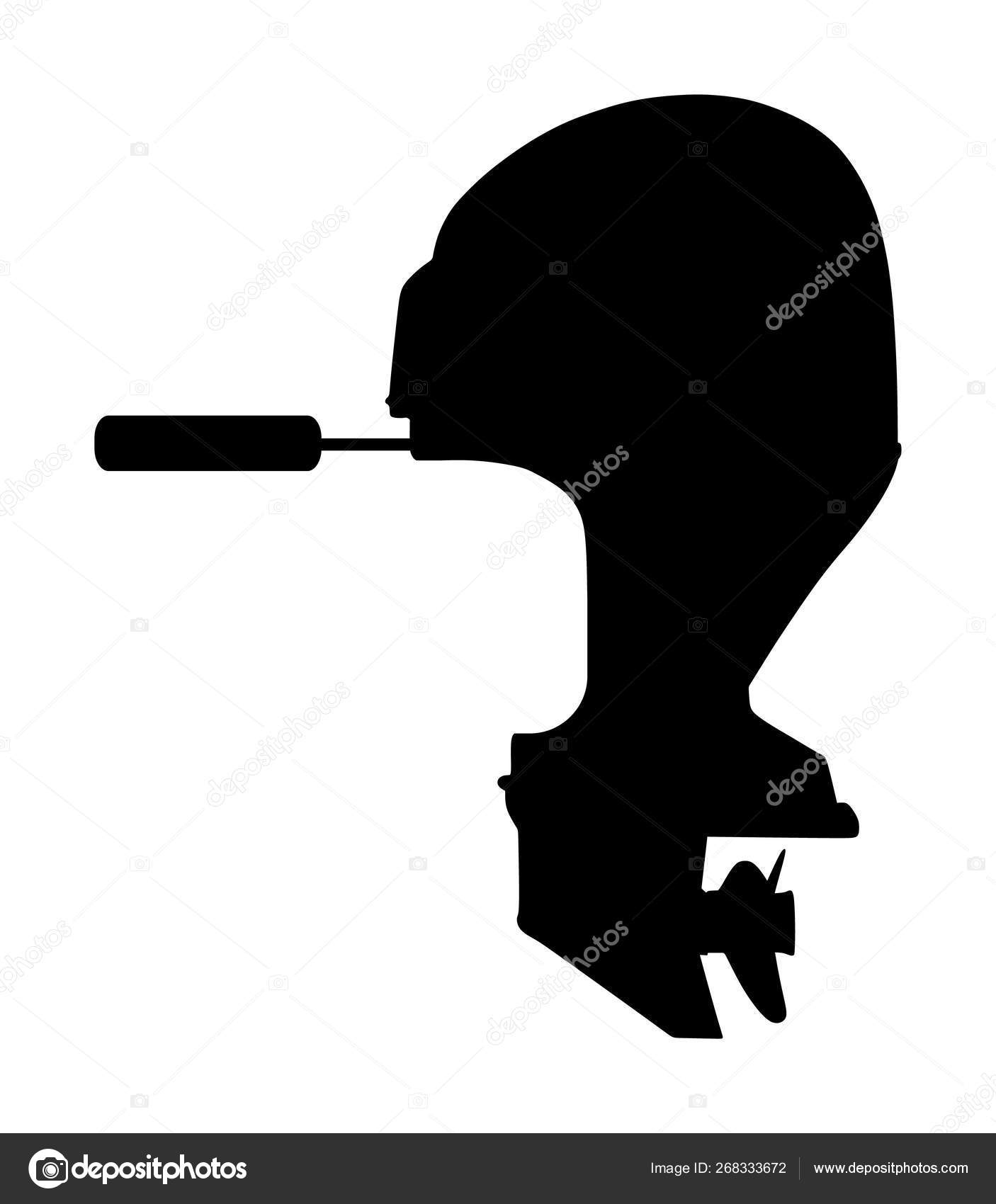 Boat Engine Vector Silhouette Isolated White Background Outboard Boat ...