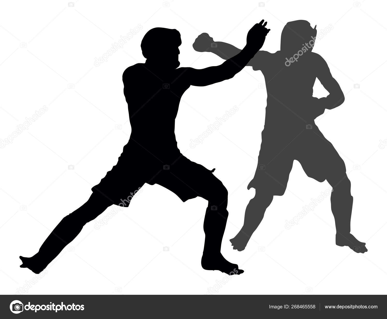 Dos Mma Combatientes Vector Silueta Ilustración Aislada Sobre Fondo ...