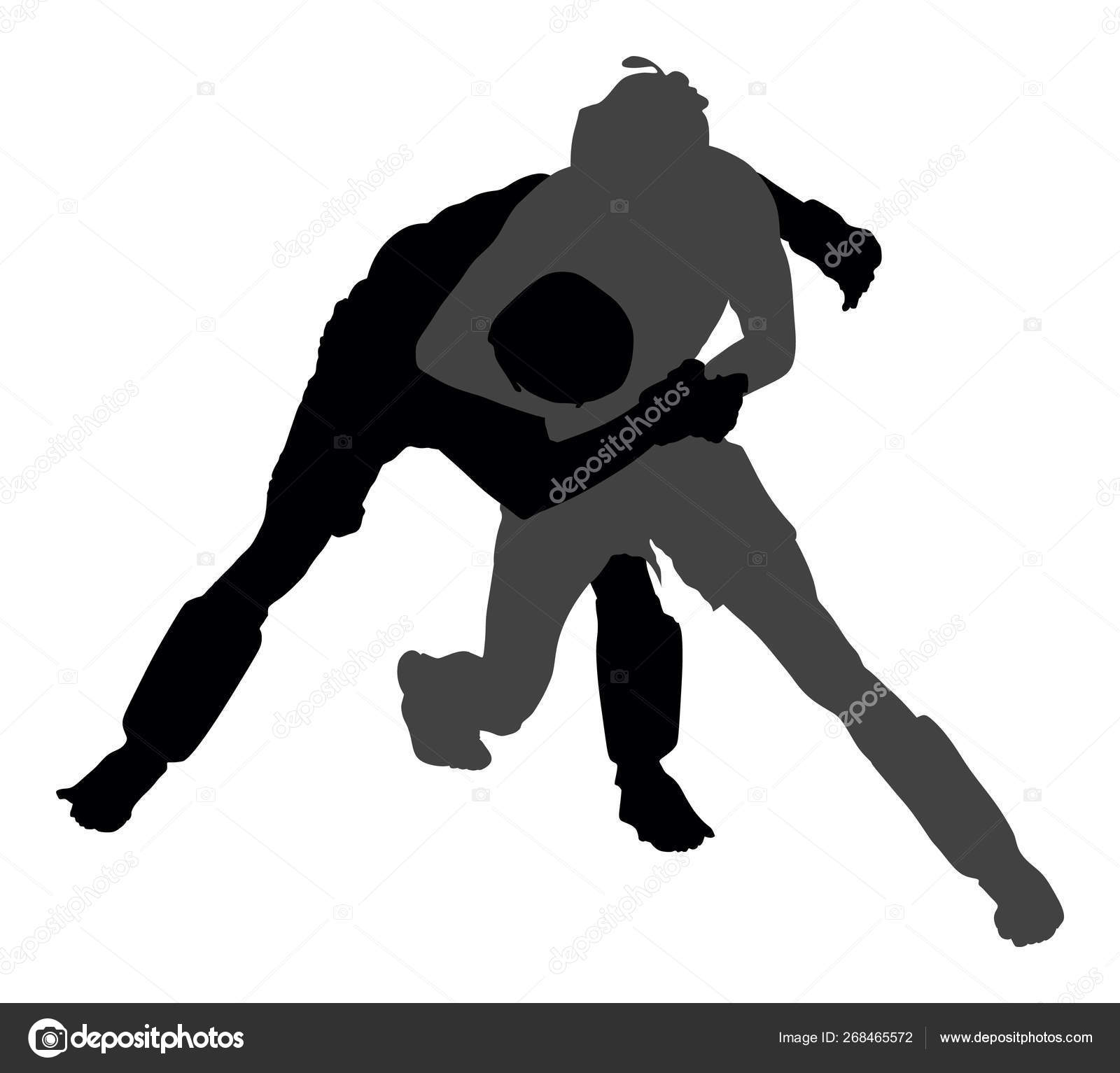 Two Mma Fighters Vector Silhouette Illustration Isolated White ...