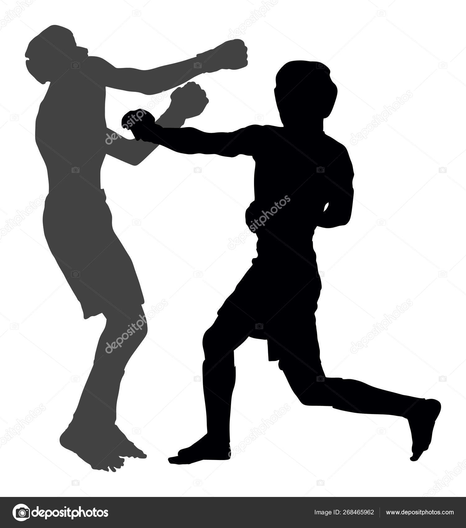 Two Mma Fighters Vector Silhouette Illustration Isolated White ...