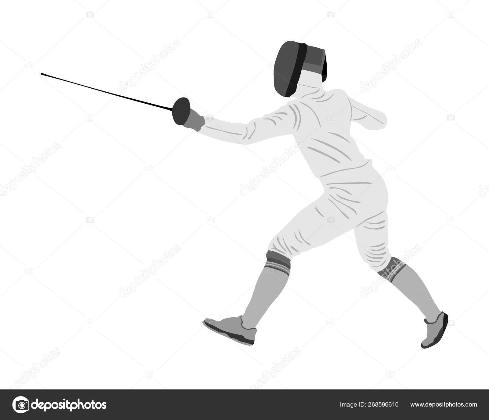 Fencing Player Portrait Vector Illustration Isolated White Background ...