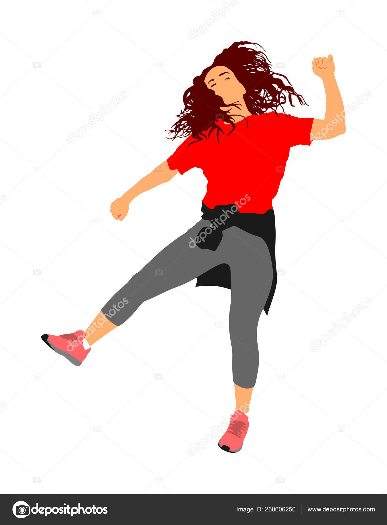 Modern Style Dancer Girl Vector Illustration Isolated Background Woman ...