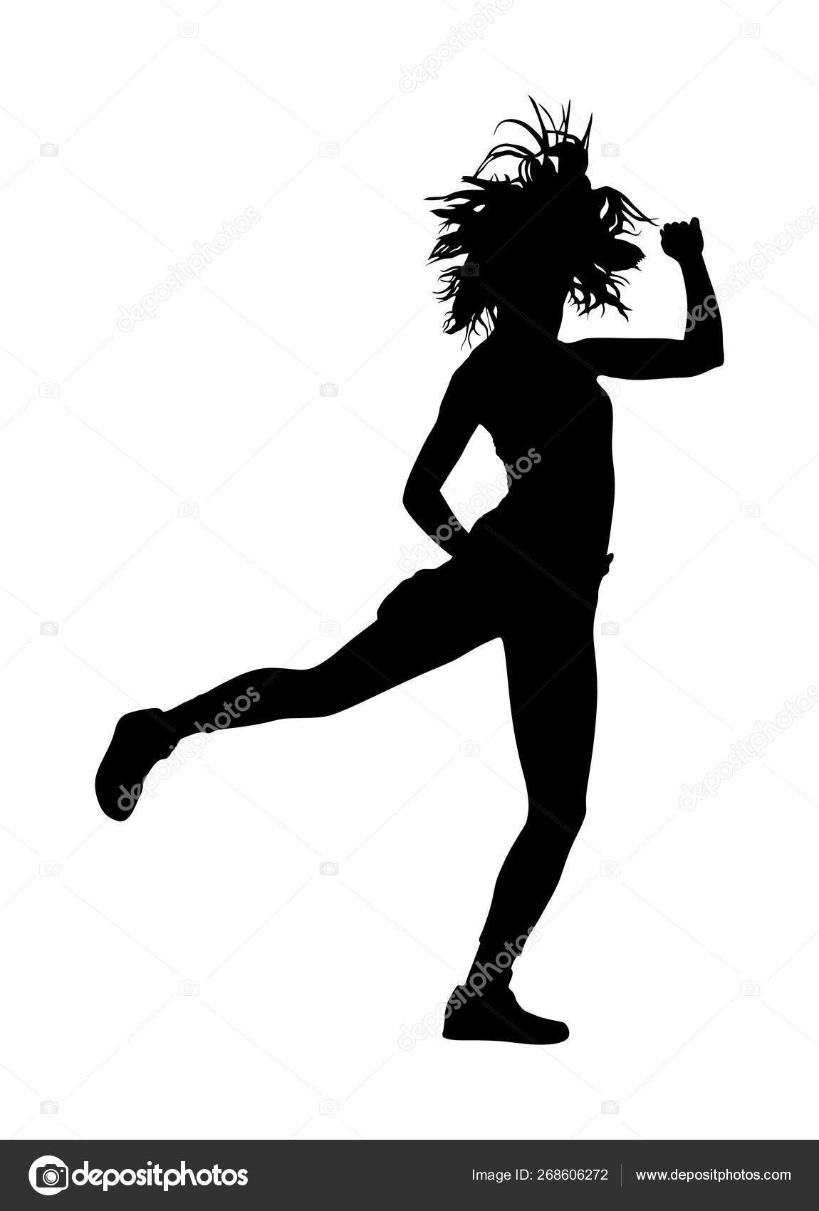 Modern Style Dancer Girl Vector Silhouette Illustration Isolated White ...