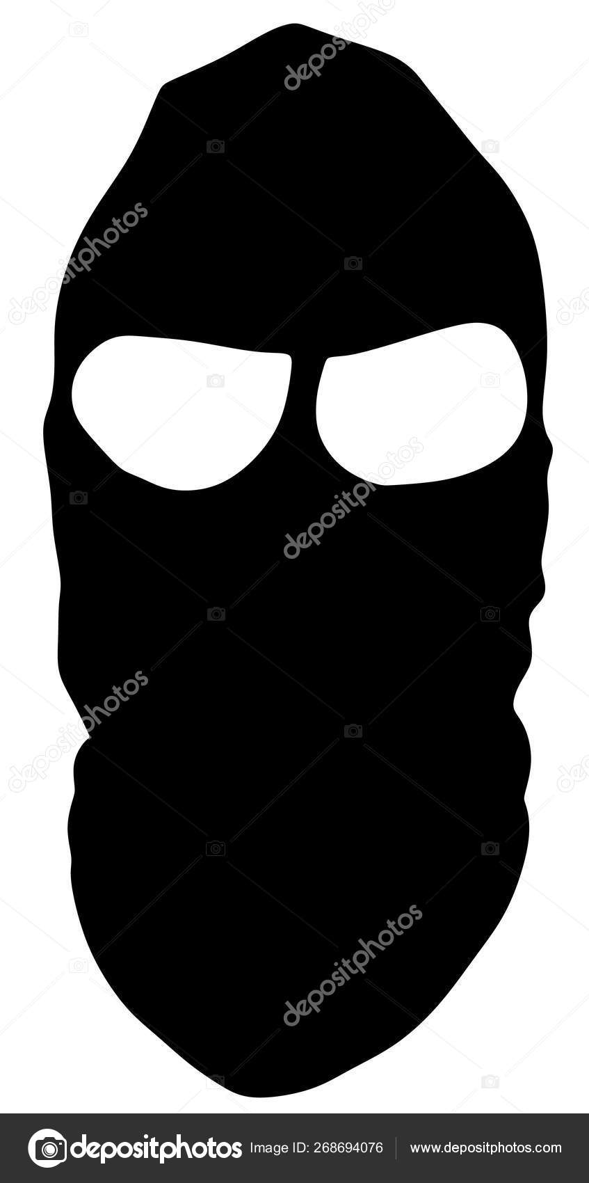 Terrorist Mask Vector Silhouette Isolated White Background Robber ...