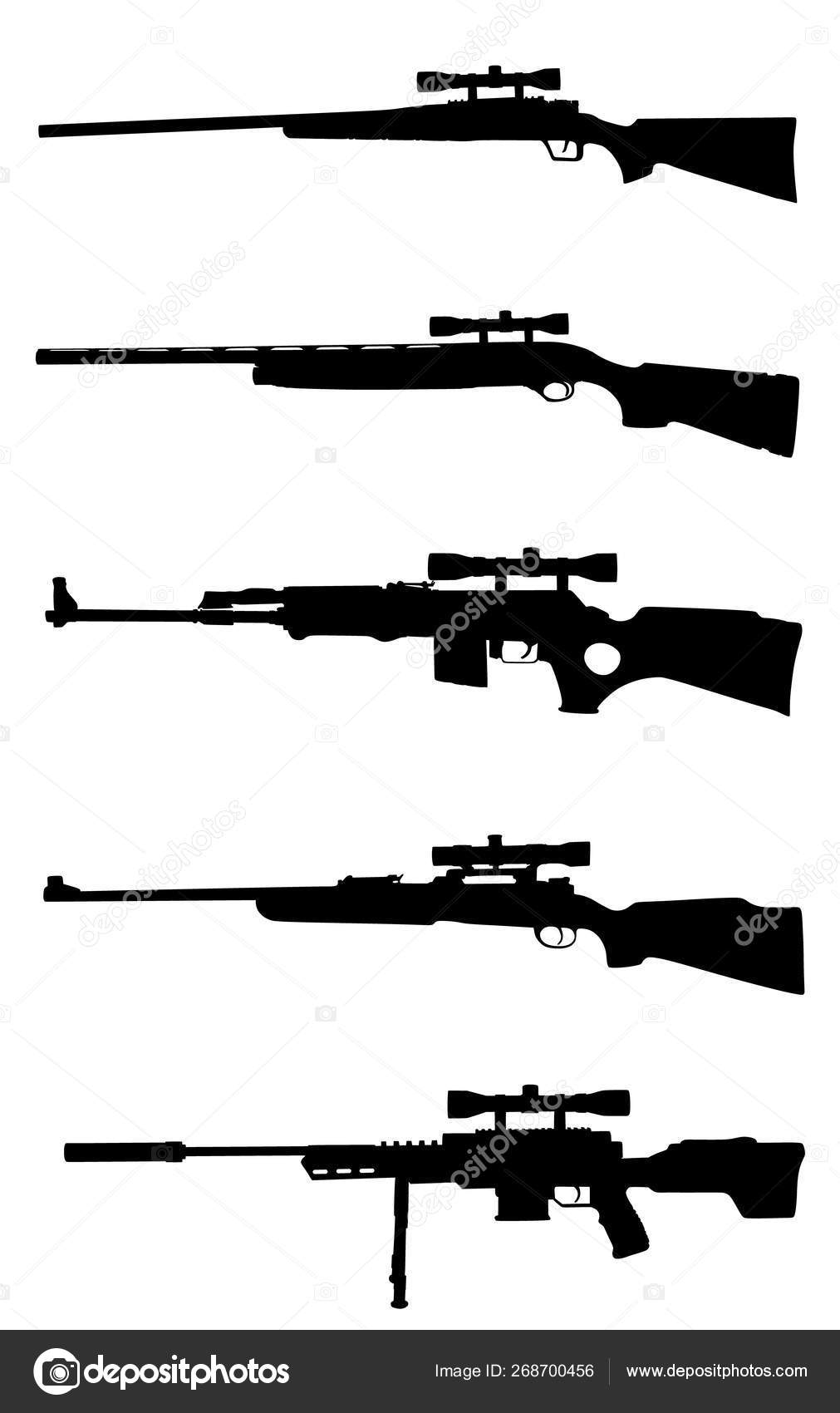 Ww2 American Russian Rifle Collection Vector Silhouette Illustration ...