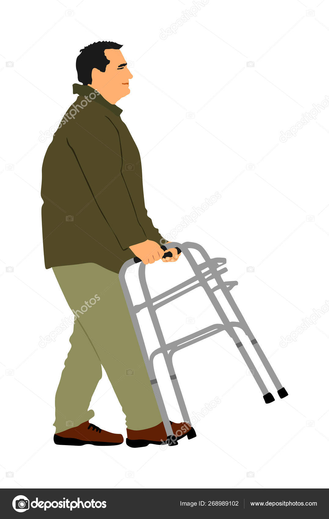 Image vectorielle Homme Handicapé Promène Avec Une Illustration ...