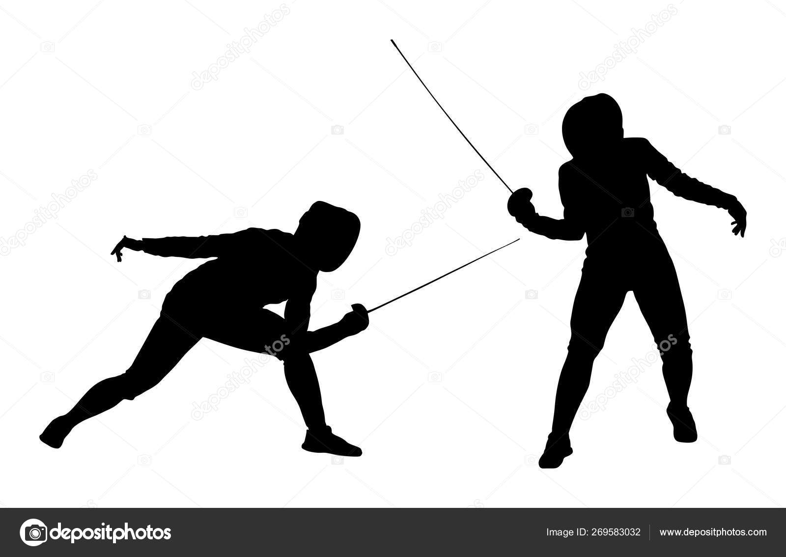 Fencing Player Portrait Vector Silhouette Illustration Isolated White ...