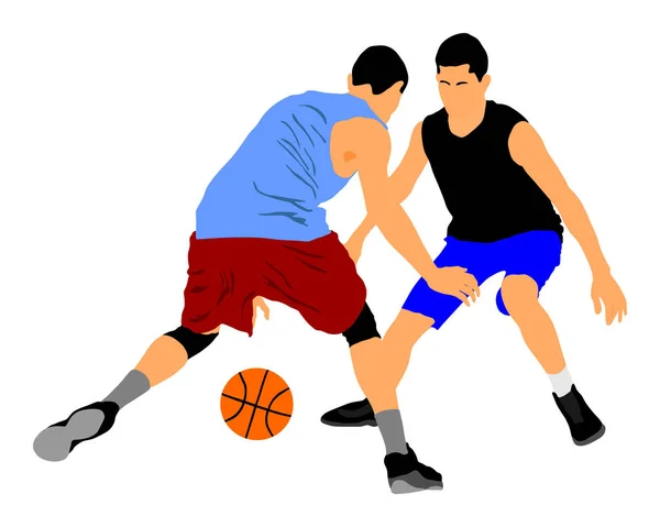 Basketball Players Vector Illustration Isolated White Background Fight ...