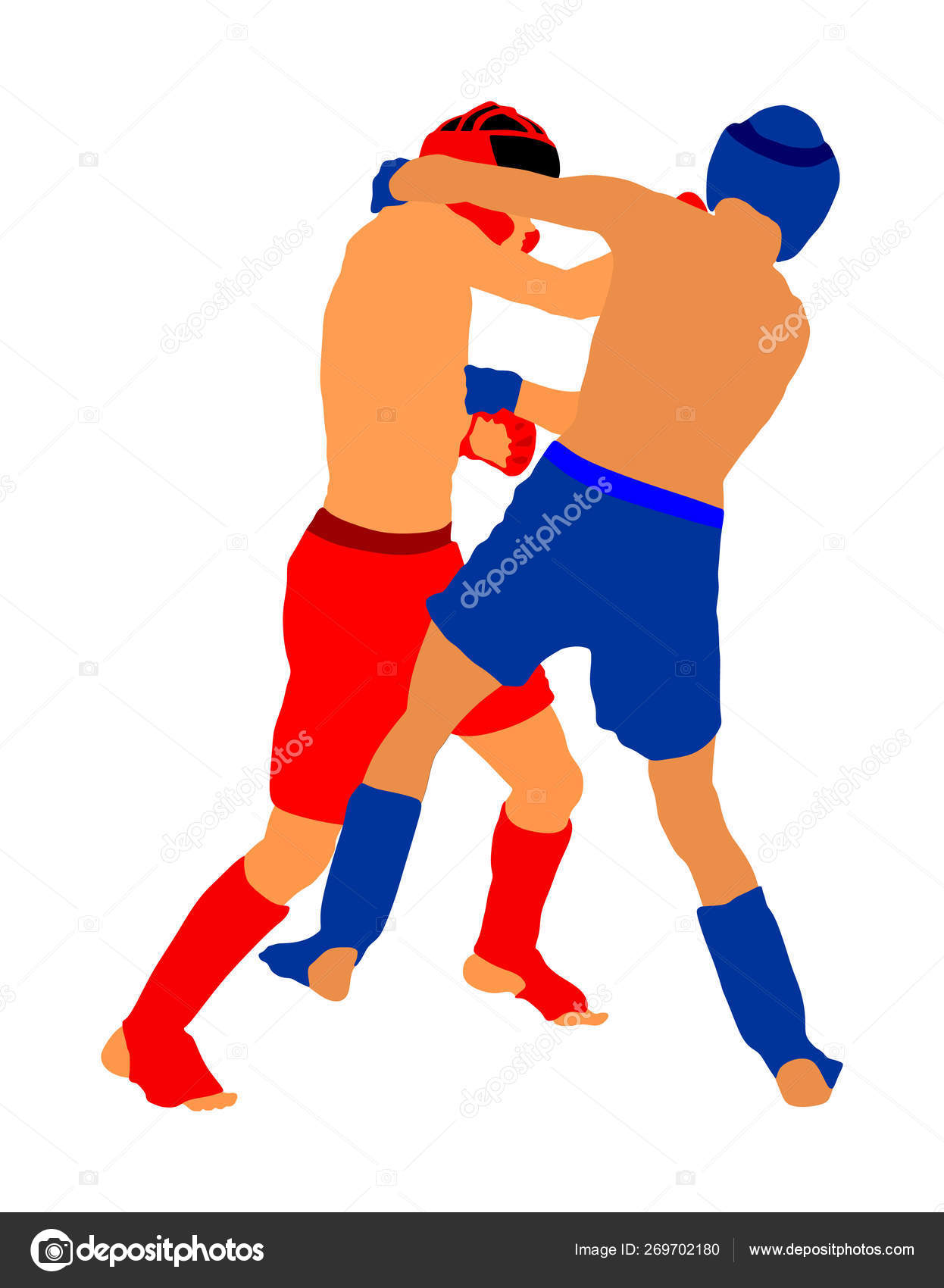 Zwei Mma Kämpfer Vektor Illustration Isoliert Auf Weißem Hintergrund ...