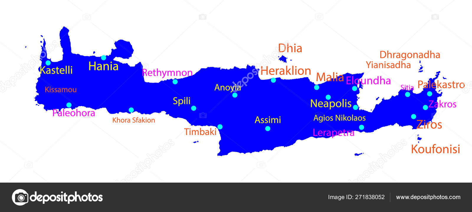 Pulau Kreta Yunani Peta Siluet Vektor Pada Latar Belakang Putih Vektor ...