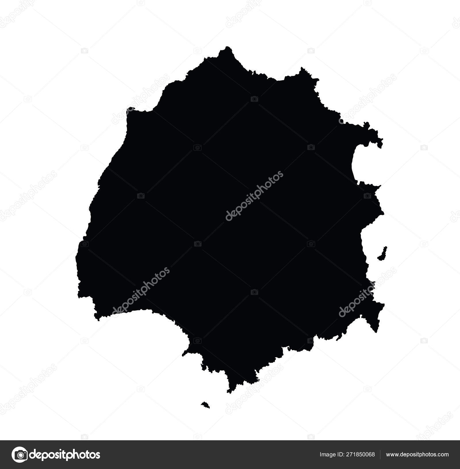 Island Thassos Greece Vector Map Silhouette High Detailed Black ...