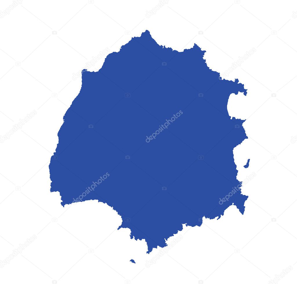 Isla de Tasos en Grecia silueta de mapa vectorial, alta silueta negra ...