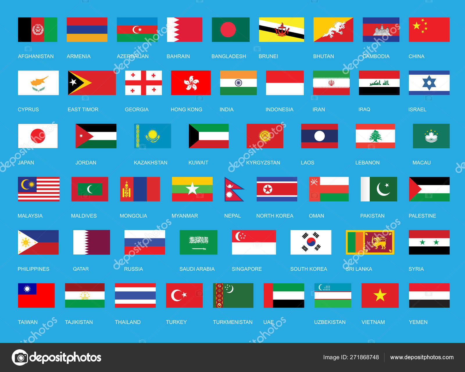 Banderas Asia Todas Las Banderas Del Continente Asiático Conjunto ...