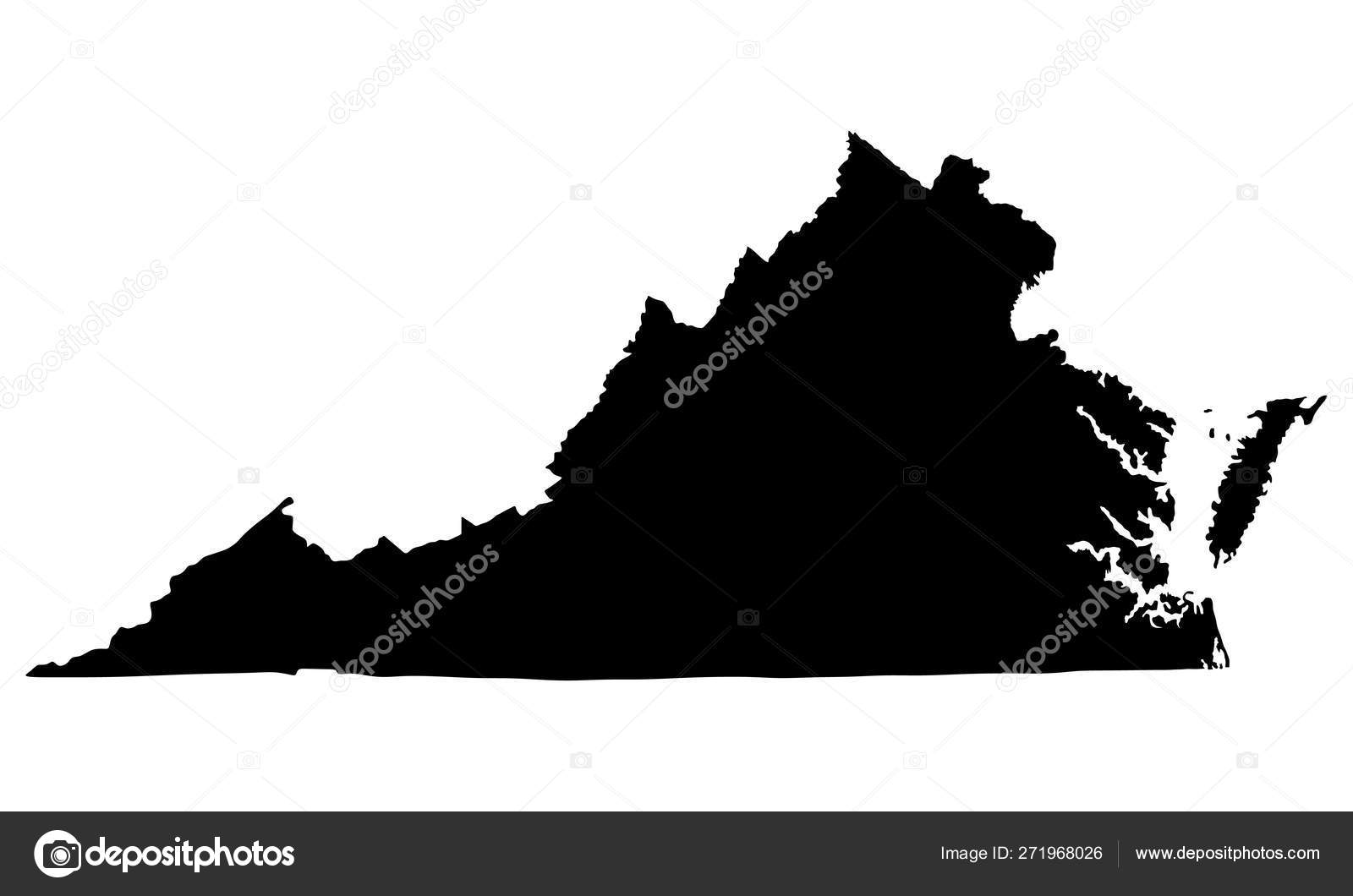 Virginia Vector Map Silhouette Isolated White Background High Detailed ...