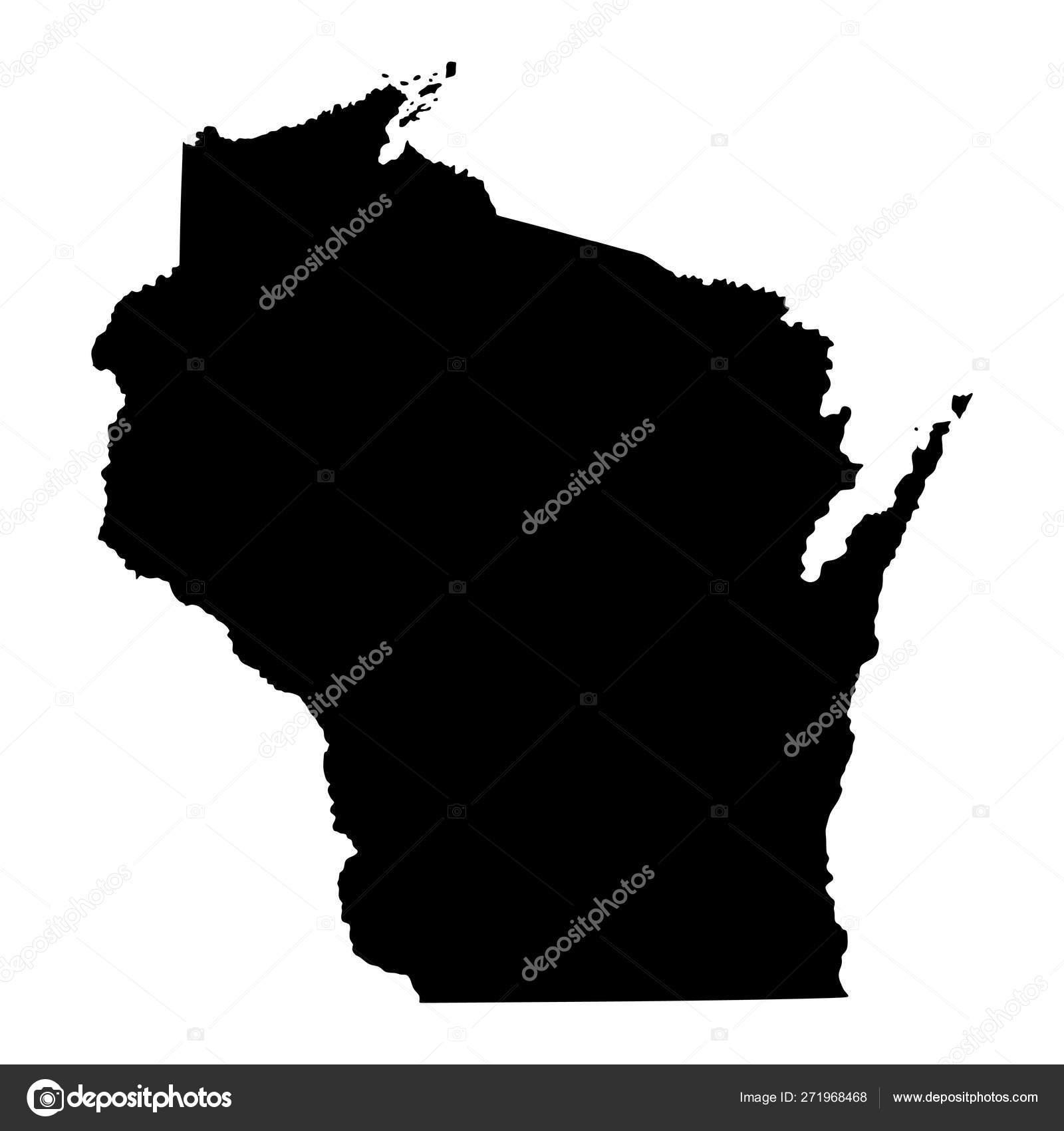 Wisconsin State Vector Map Silhouette Isolated White Background High ...