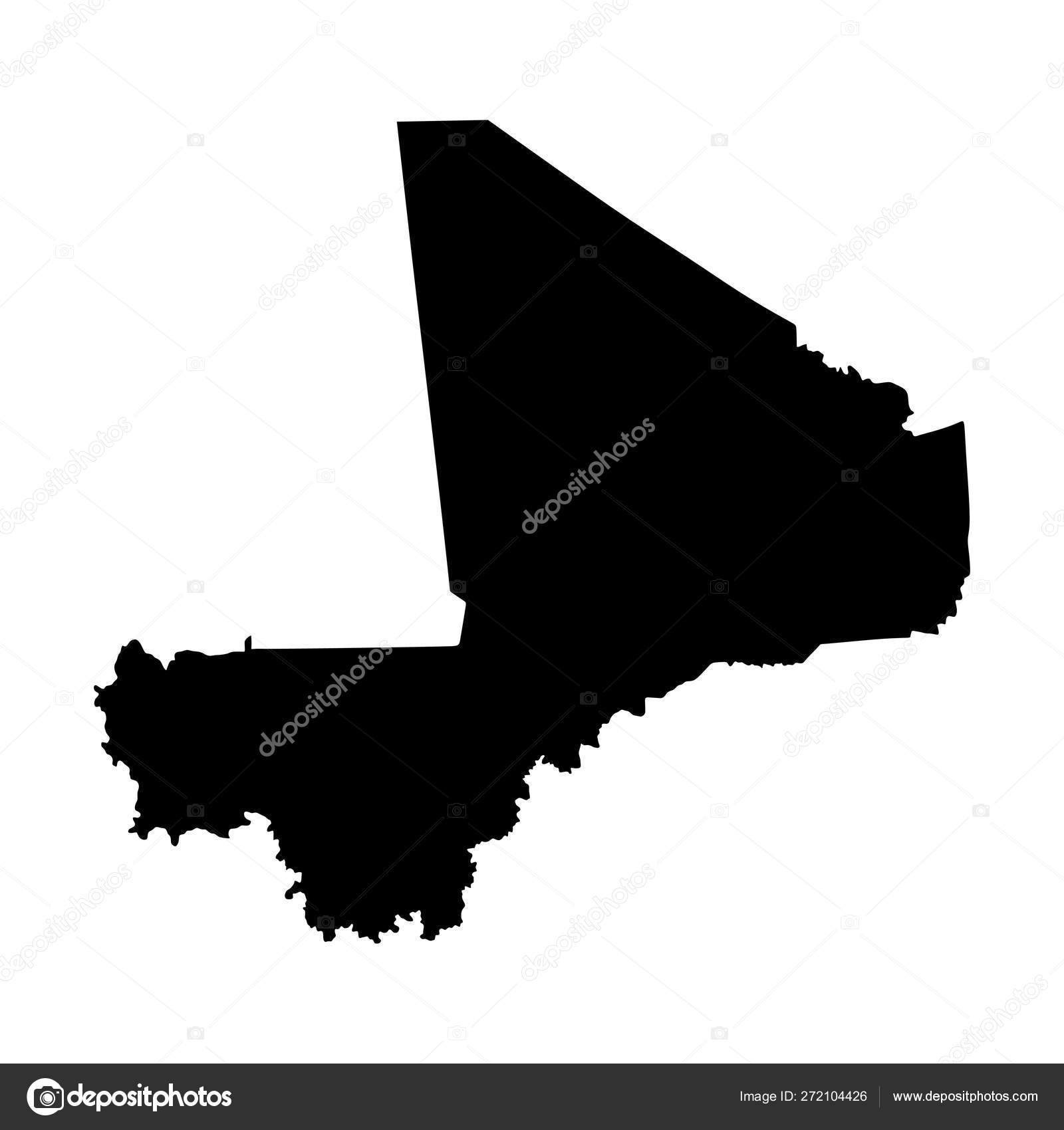 Republic Mali Vector Map Silhouette Isolated White Background High ...