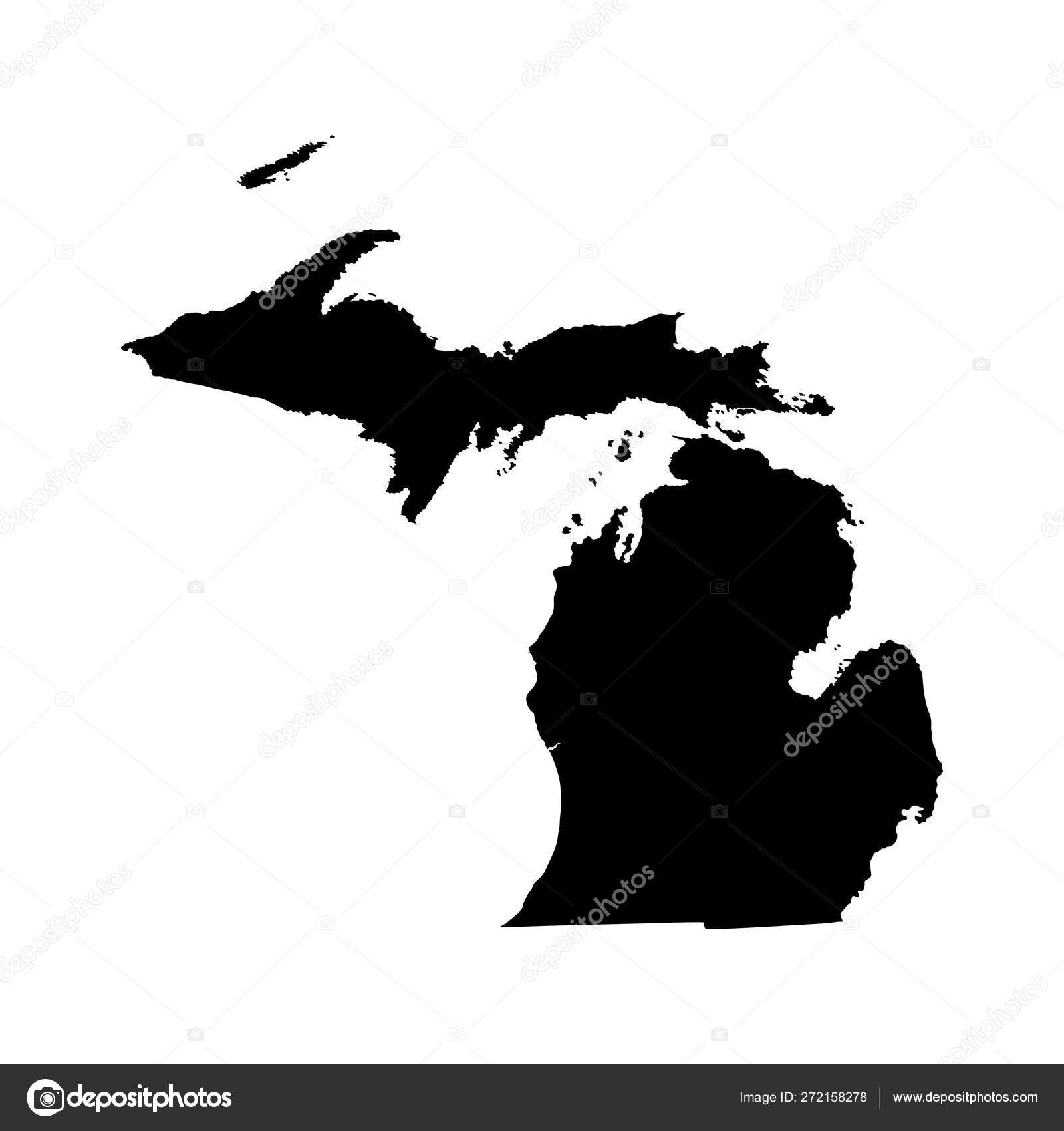 Michigan Vector Map Silhouette Isolated White Background High Detailed ...