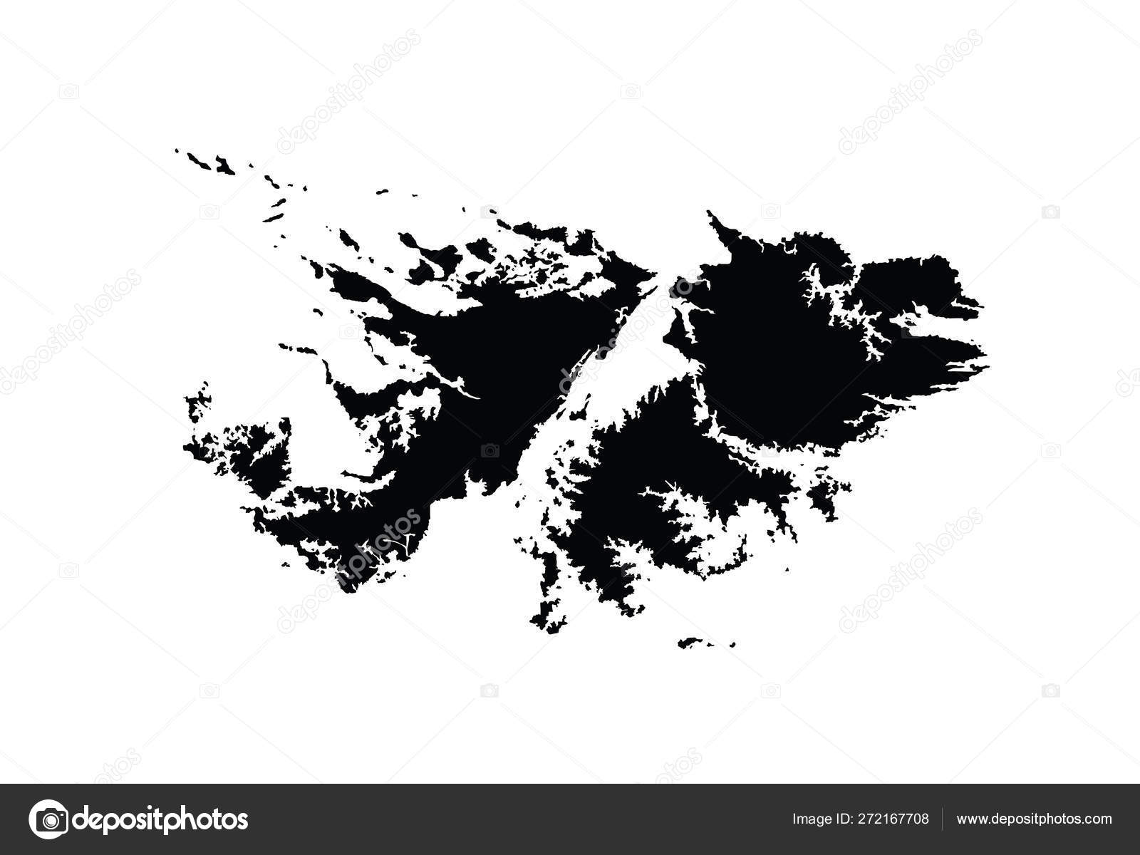 Detailed Falkland Islands Map Silhouette Vector Map Isolated White ...