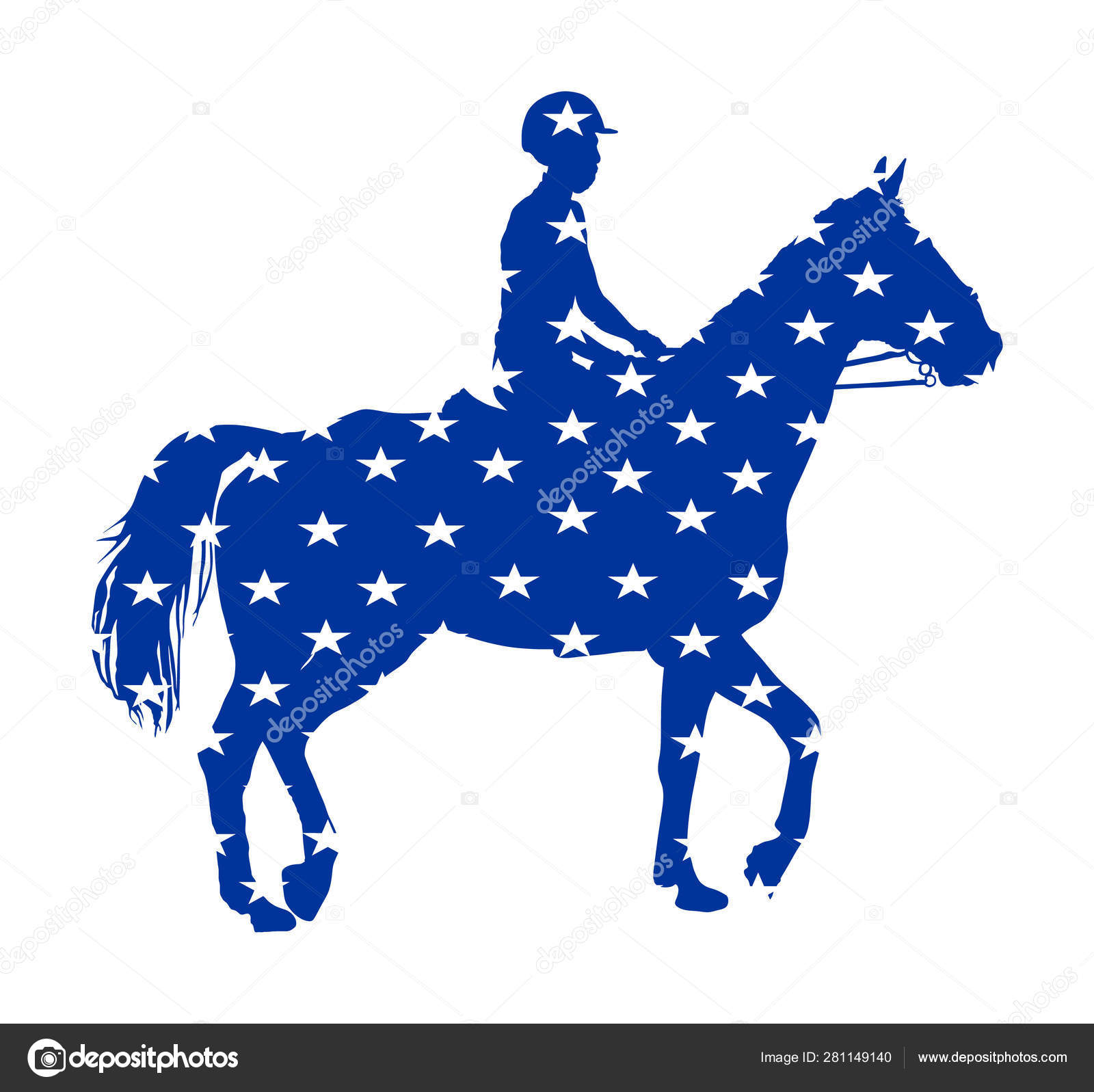 Usa Flag Elegant Racing Horse Gallop Vector Illustration Isolated White ...