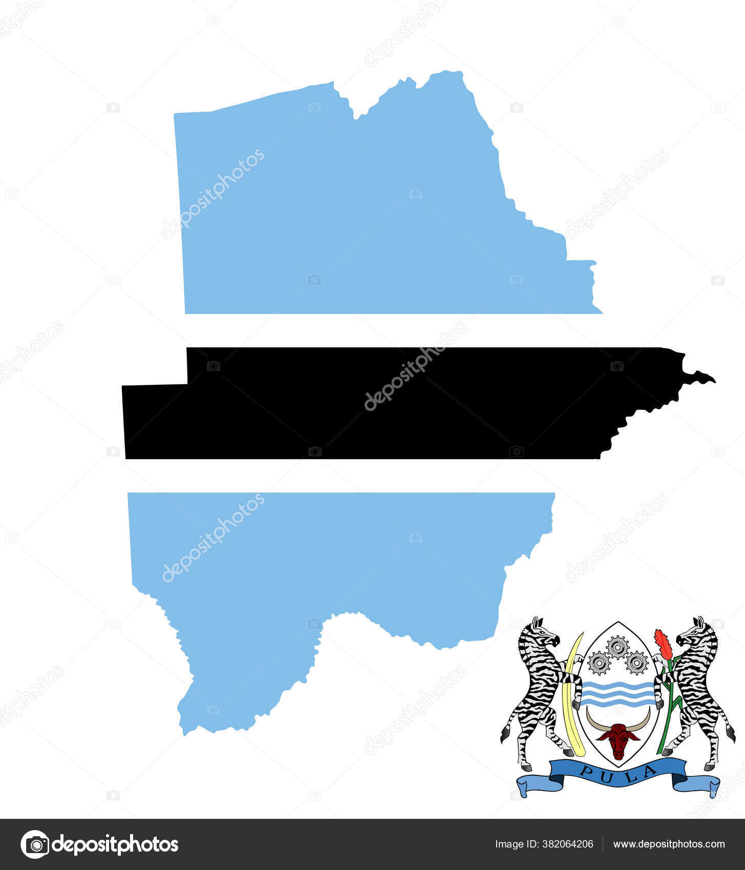 Botswana Map Flag Vector Silhouette Illustration Isolated White Background Country Stock Vector ...