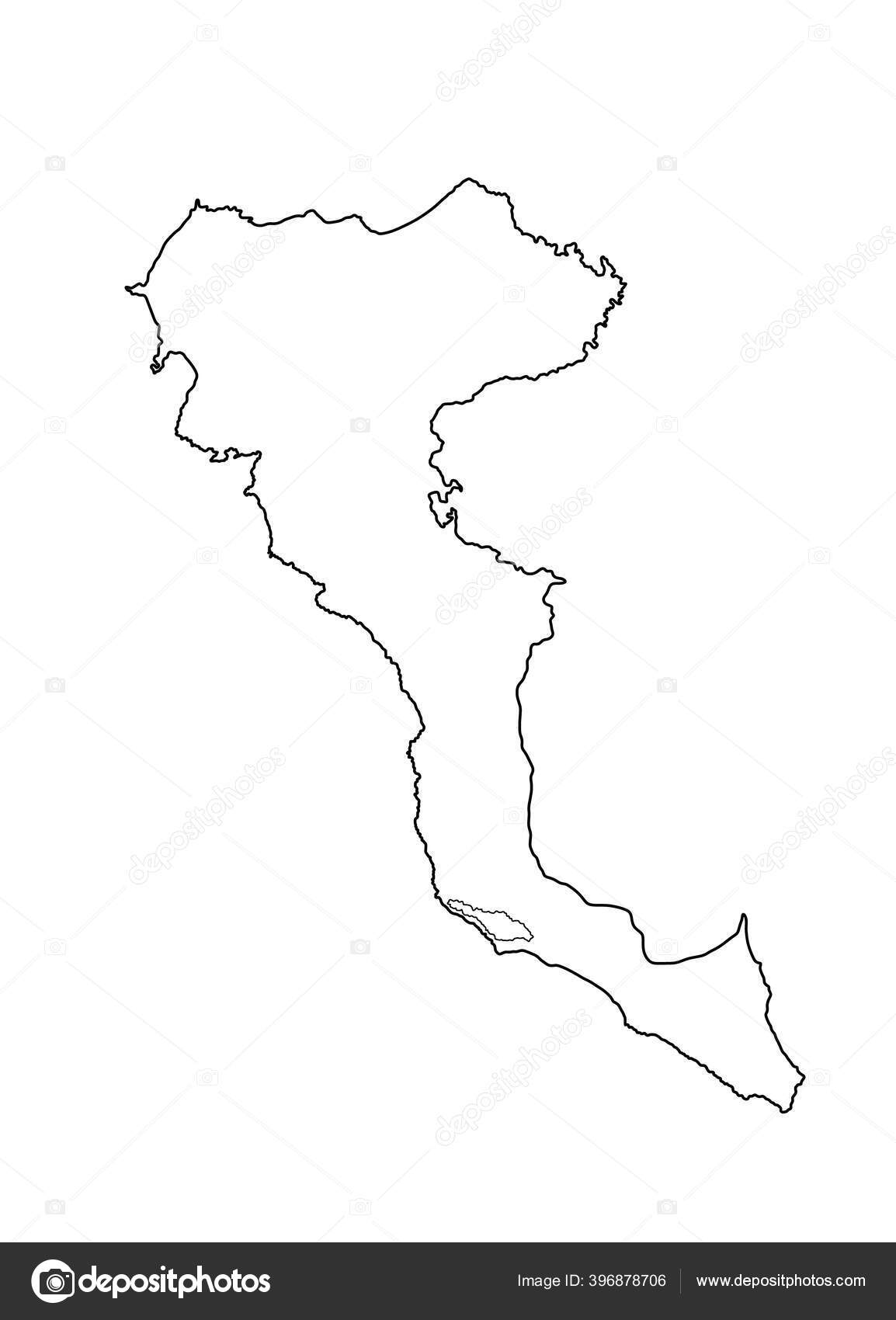 Isla Corfú Grecia Silueta Contorno Línea Mapa Vectorial Aislado Sobre ...