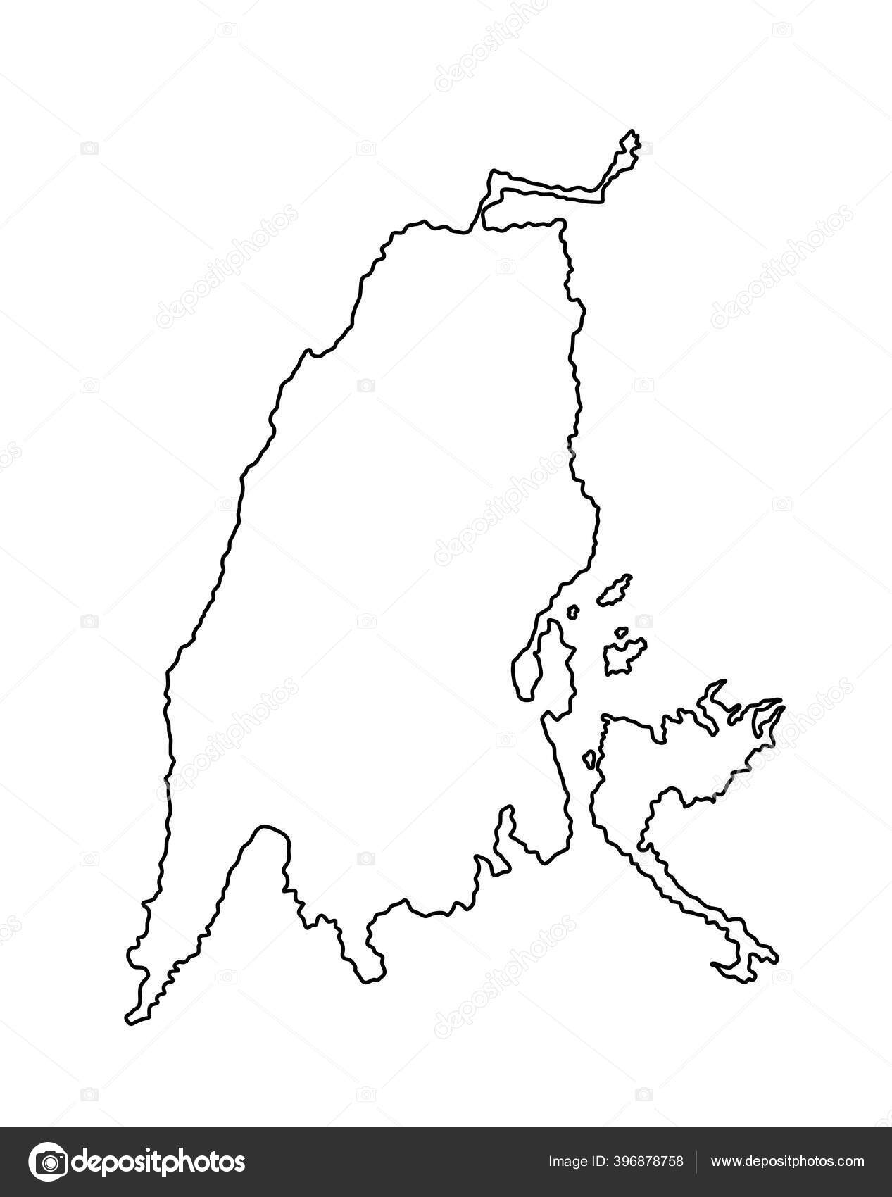 Island Lefkada Greece Vector Map Line Contour Silhouette Isolated White ...