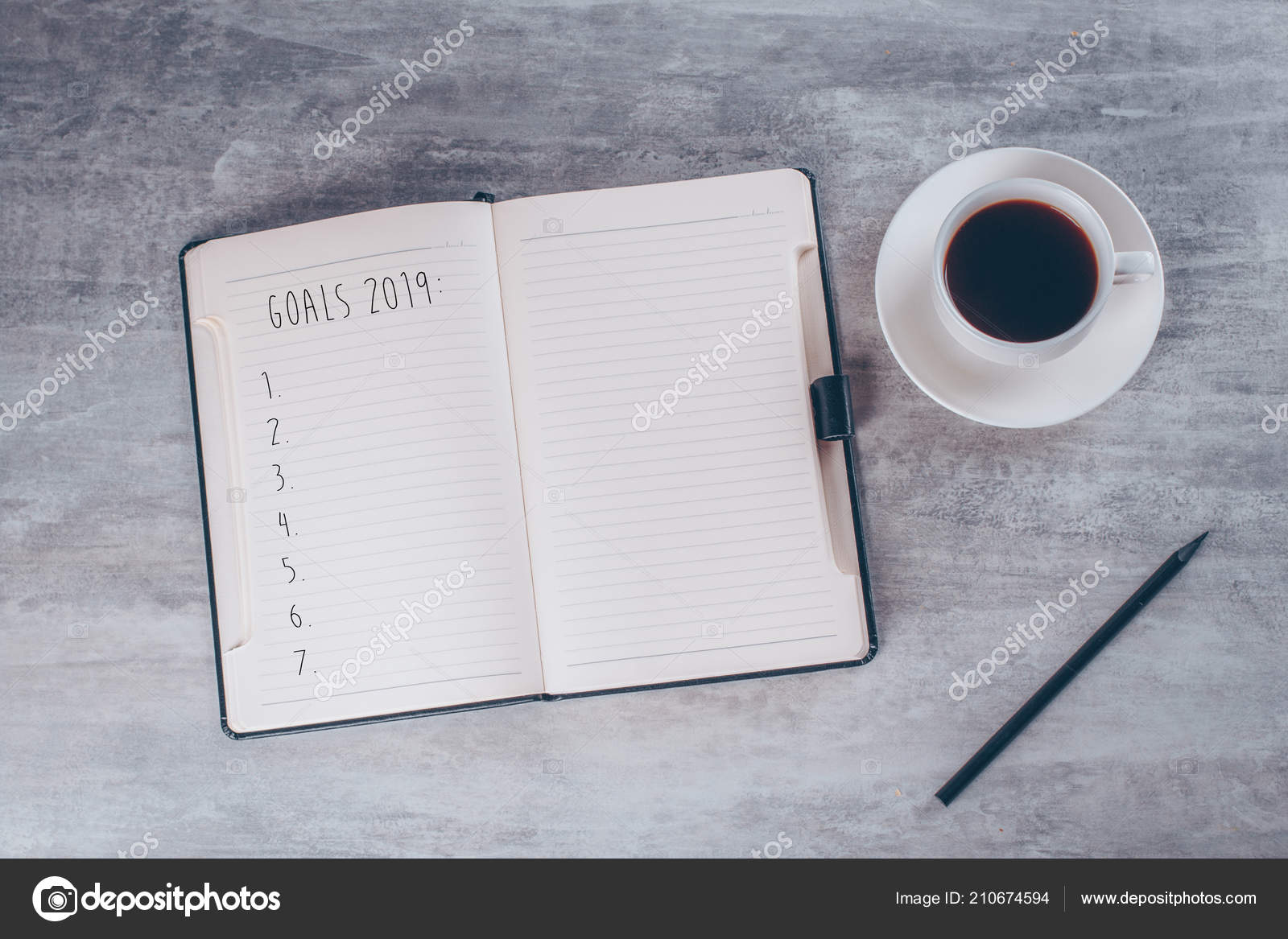 Business Planning Concept Top View Image Open Notebook Goals 2019 ...